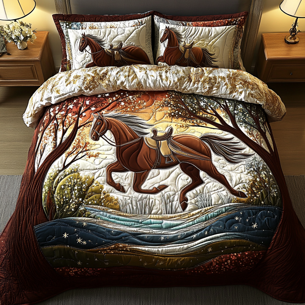 Moonlit Mane 3-Piece Quilted Bedding Set NCU0VH1441 – Vantique