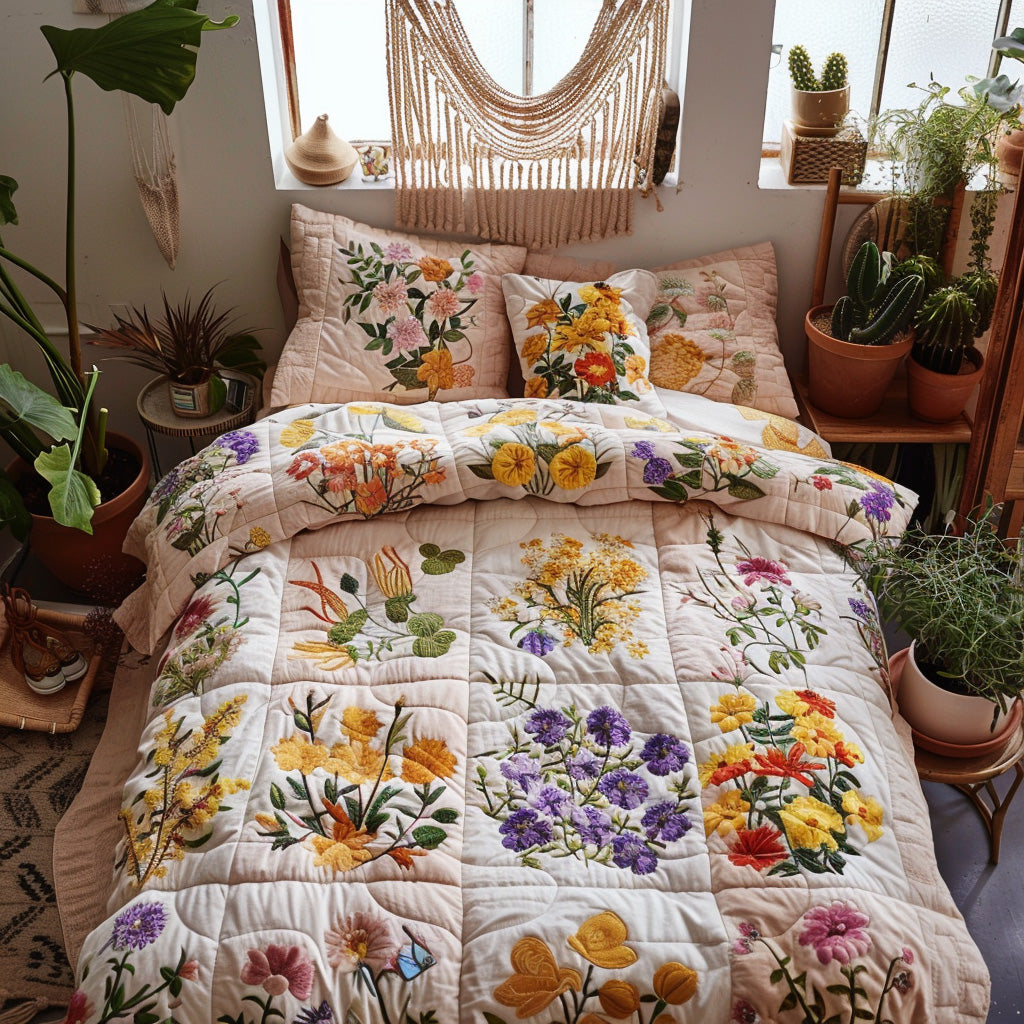Morning Meadow 3-Piece Quilted Bedding Set NCU0DV6975 – Vantique