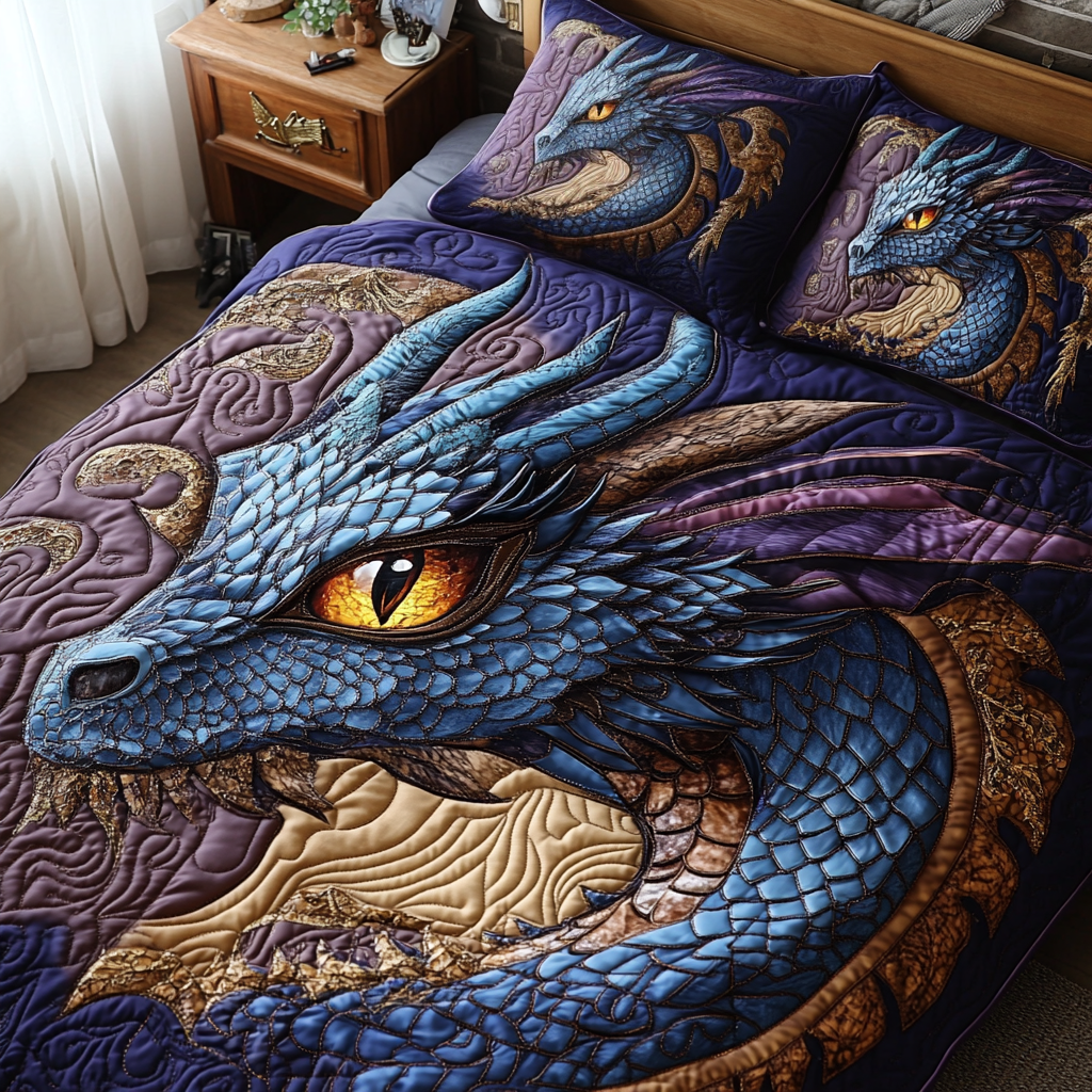 Mystic Dragon 3-Piece Quilted Bedding Set NCU0DK8313 – Vantique