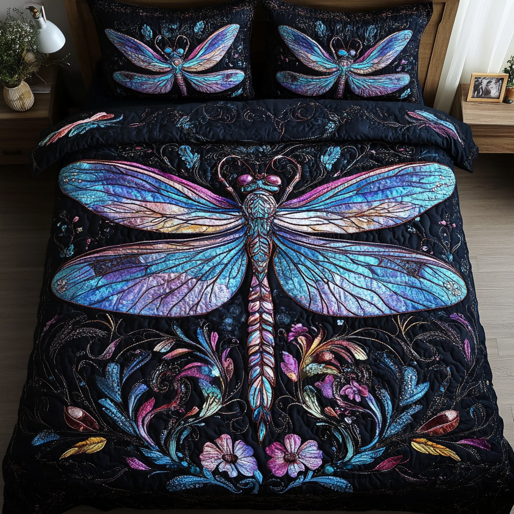 Mystic Dragonfly 3-Piece Quilted Bedding Set NCU0DK3559 – Vantique