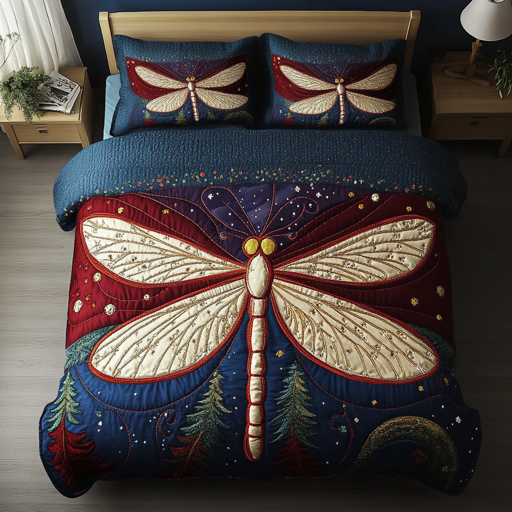 Mystic Dragonfly 3-Piece Quilted Bedding Set NCU0DK3720 – Vantique