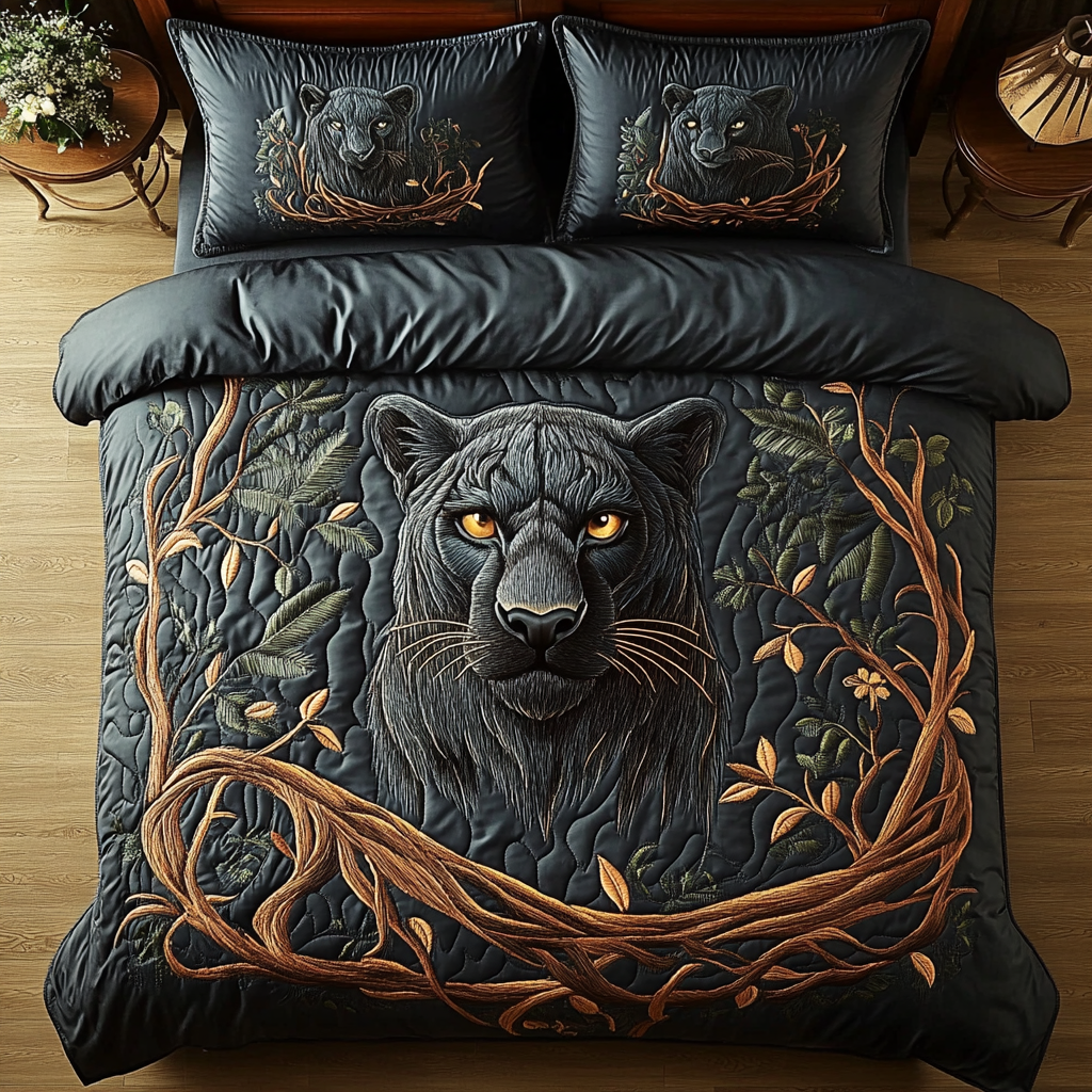 Mystic Panther Twilight 3-Piece Quilted Bedding Set NCU0VL1204 – Vantique