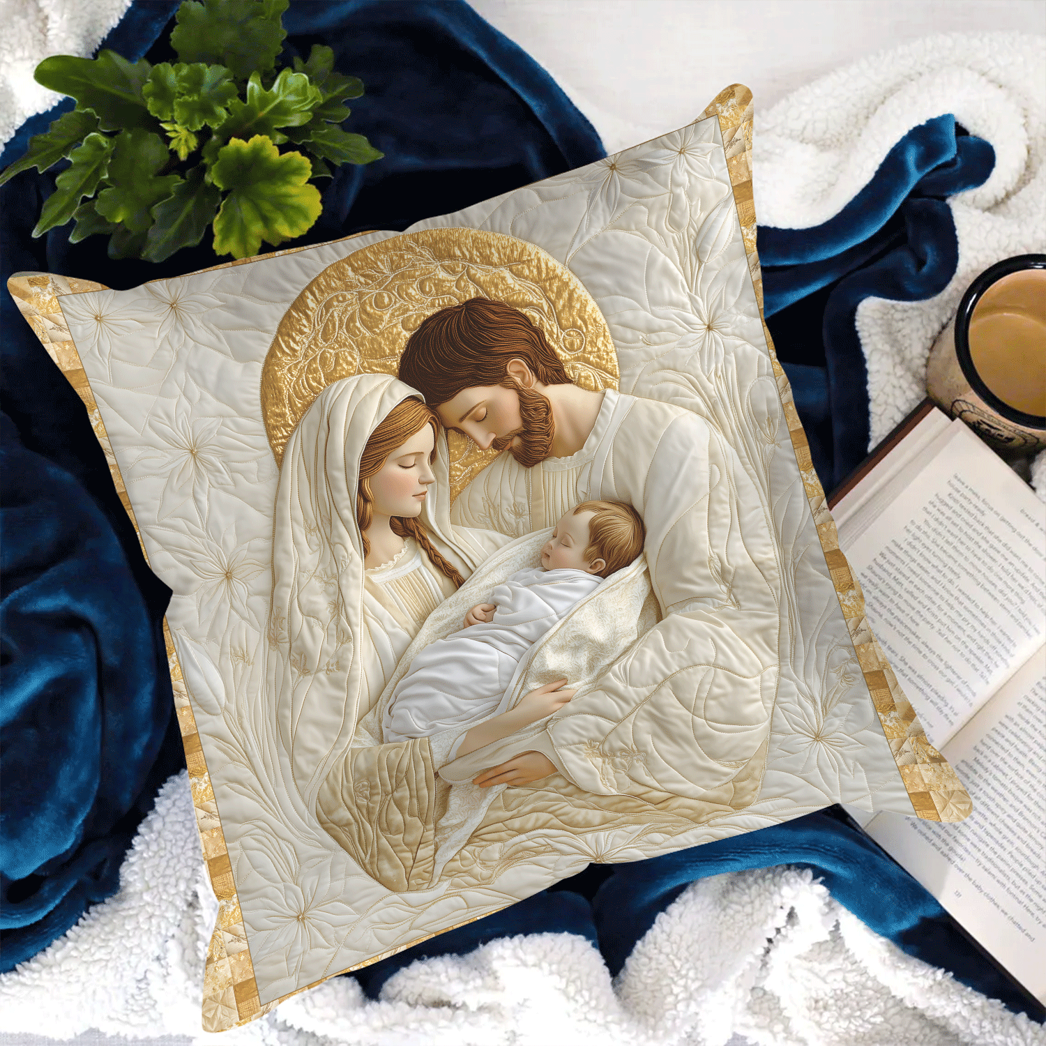 Joyous Nativity Scene Quilted Pillow Case NCU0TL1974 – Vantique