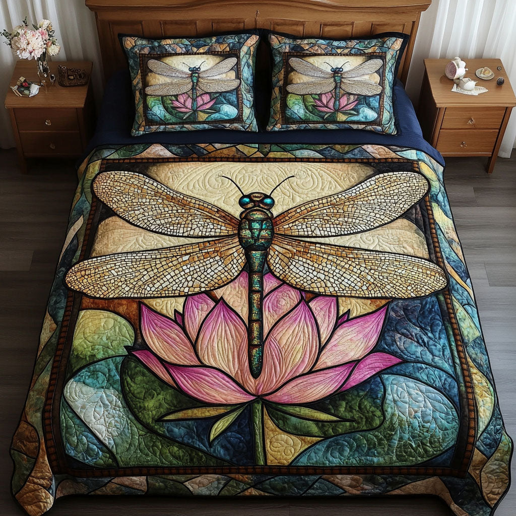 Nature Dragonfly 3-Piece Quilted Bedding Set NCU0NT3119 – Vantique
