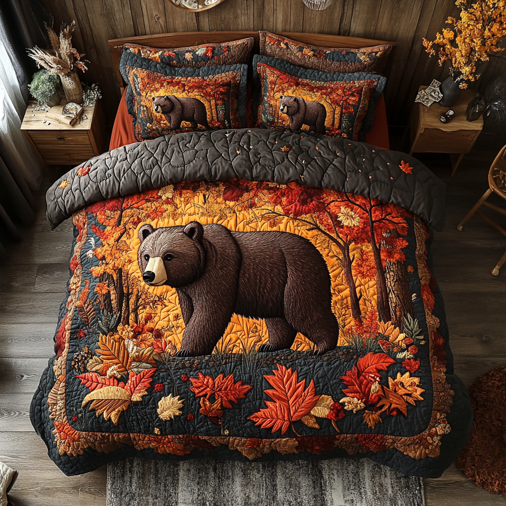Noble Bear 3-Piece Quilted Bedding Set NCU0DK9541 – Vantique