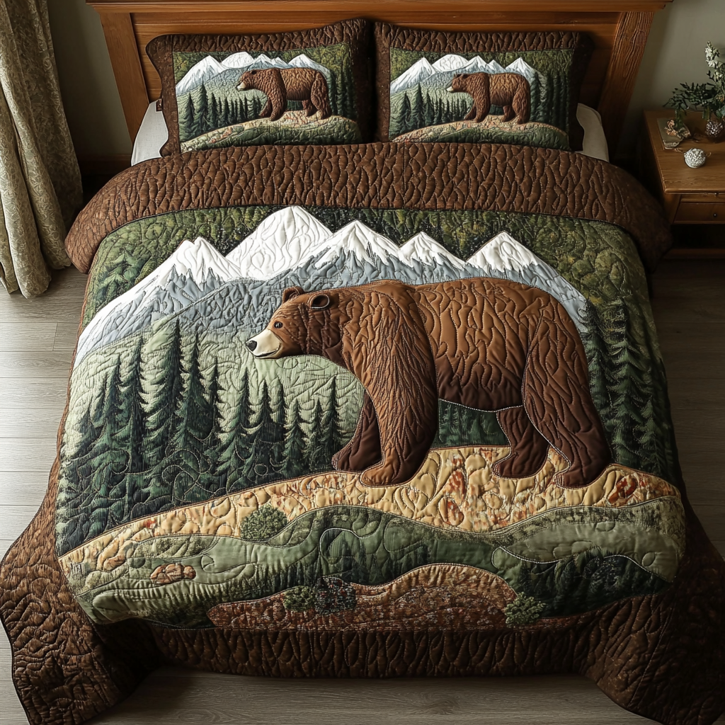Noble Bear 3-Piece Quilted Bedding Set NCU0DK9632 – Vantique