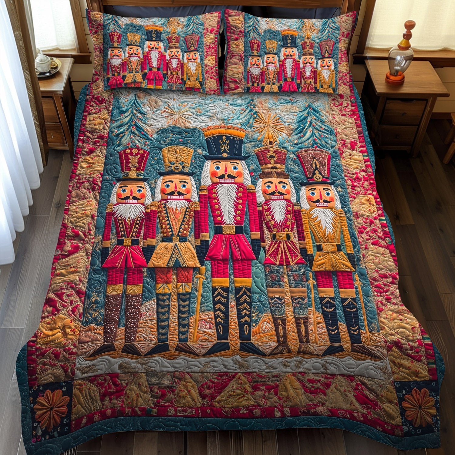 Nostalgic Nutcracker 3-Piece Quilted Bedding Set NCU0TL1594 – Vantique