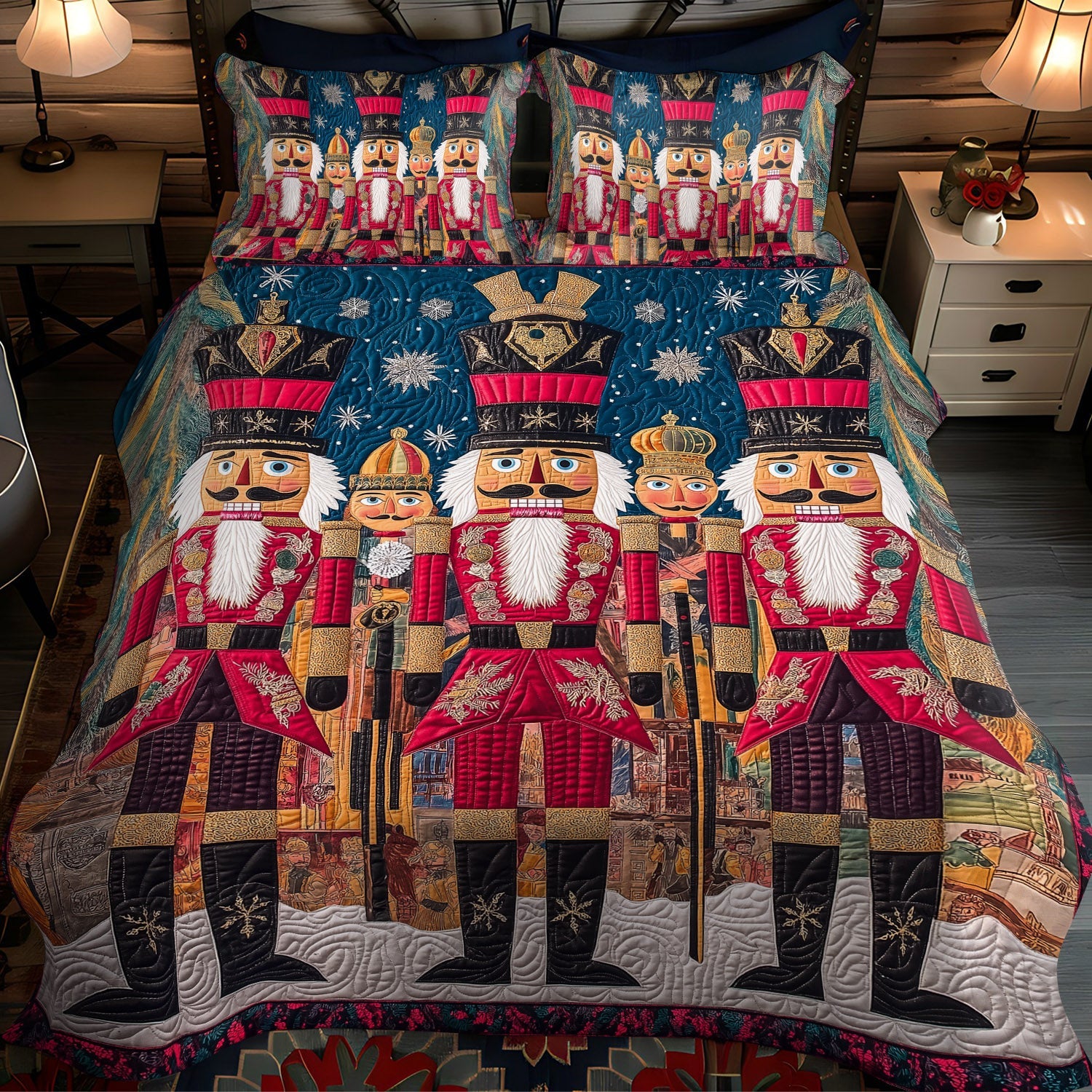 Nutcracker Elegance 3-Piece Quilted Bedding Set NCU0TL1593 – Vantique