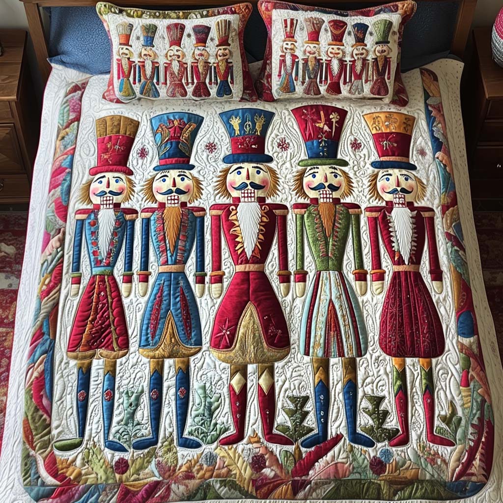 Nutcracker Parade 3-Piece Quilted Bedding Set NCU0NT1882 – Vantique