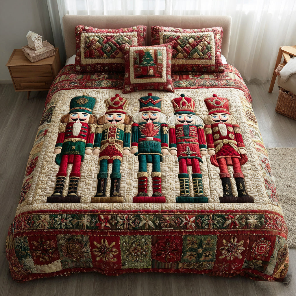 Nutcracker Parade 3-Piece Quilted Bedding Set NCU0TD1941 – Vantique