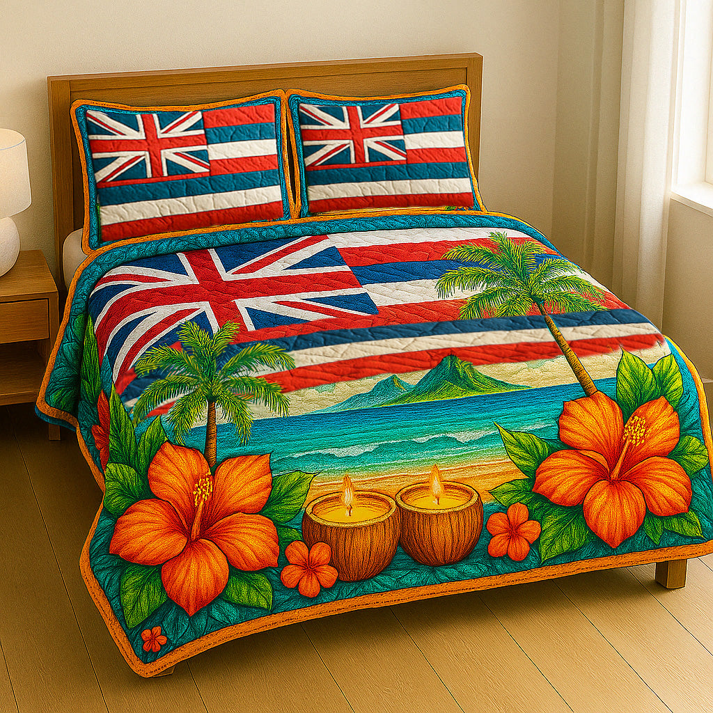 Ocean Sunset 3-Piece Quilted Bedding Set NCU0NT5813 – Vantique