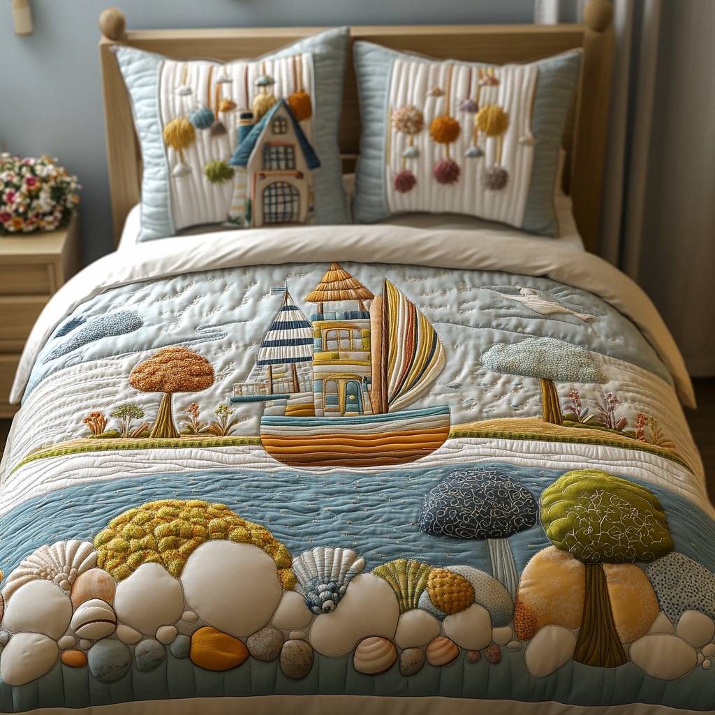 Ocean Dreamscape 3-Piece Quilted Bedding Set NCU0VL1365 – Vantique