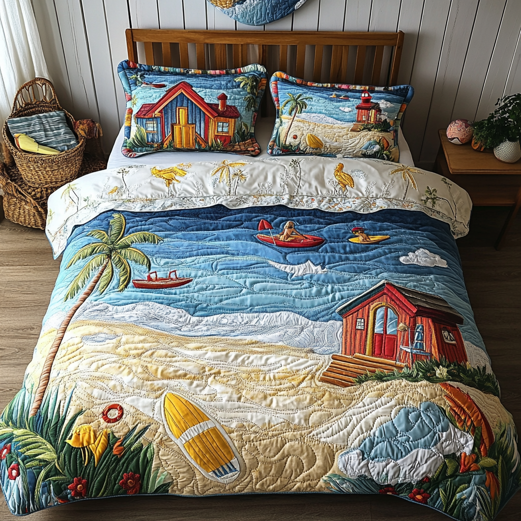 Ocean View 3-Piece Quilted Bedding Set NCU0VL2321 – Vantique