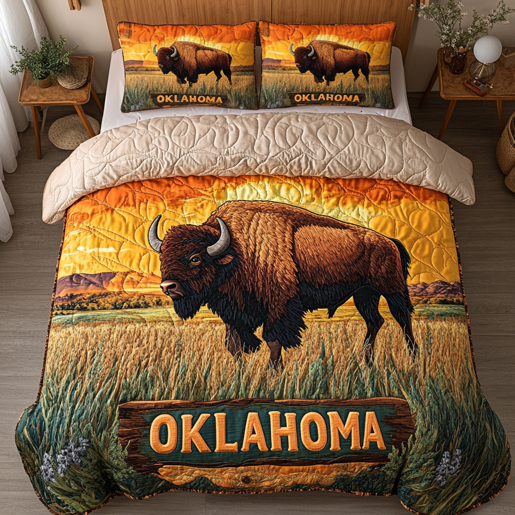 Oklahoma Heritage 3-Piece Quilted Bedding Set NCU0VH4702 – Vantique