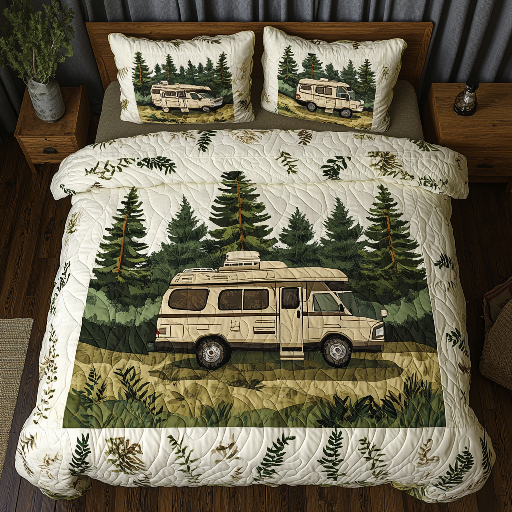 On the Road 3-Piece Quilted Bedding Set NCU0DK7004 – Vantique