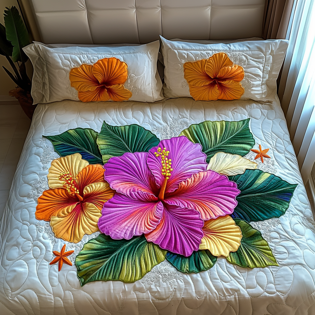 Opulent Petals 3-Piece Quilted Bedding Set NCU0DV4871 – Vantique