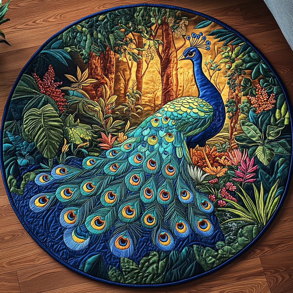 Opulent Plumage Quilted Round Mat NCU0DV3376 – Vantique