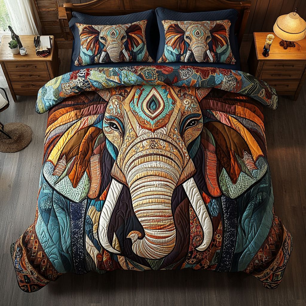 Pachyderm Patterns 3-Piece Quilted Bedding Set NCU0DK3376 – Vantique