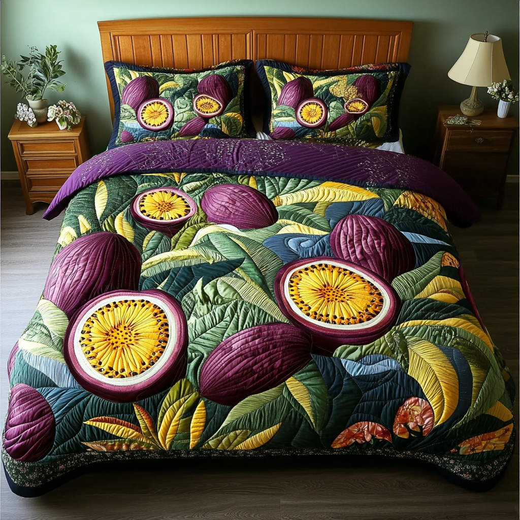 Passion Fruit Garden 3-Piece Quilted Bedding Set NCU0DK5891 – Vantique