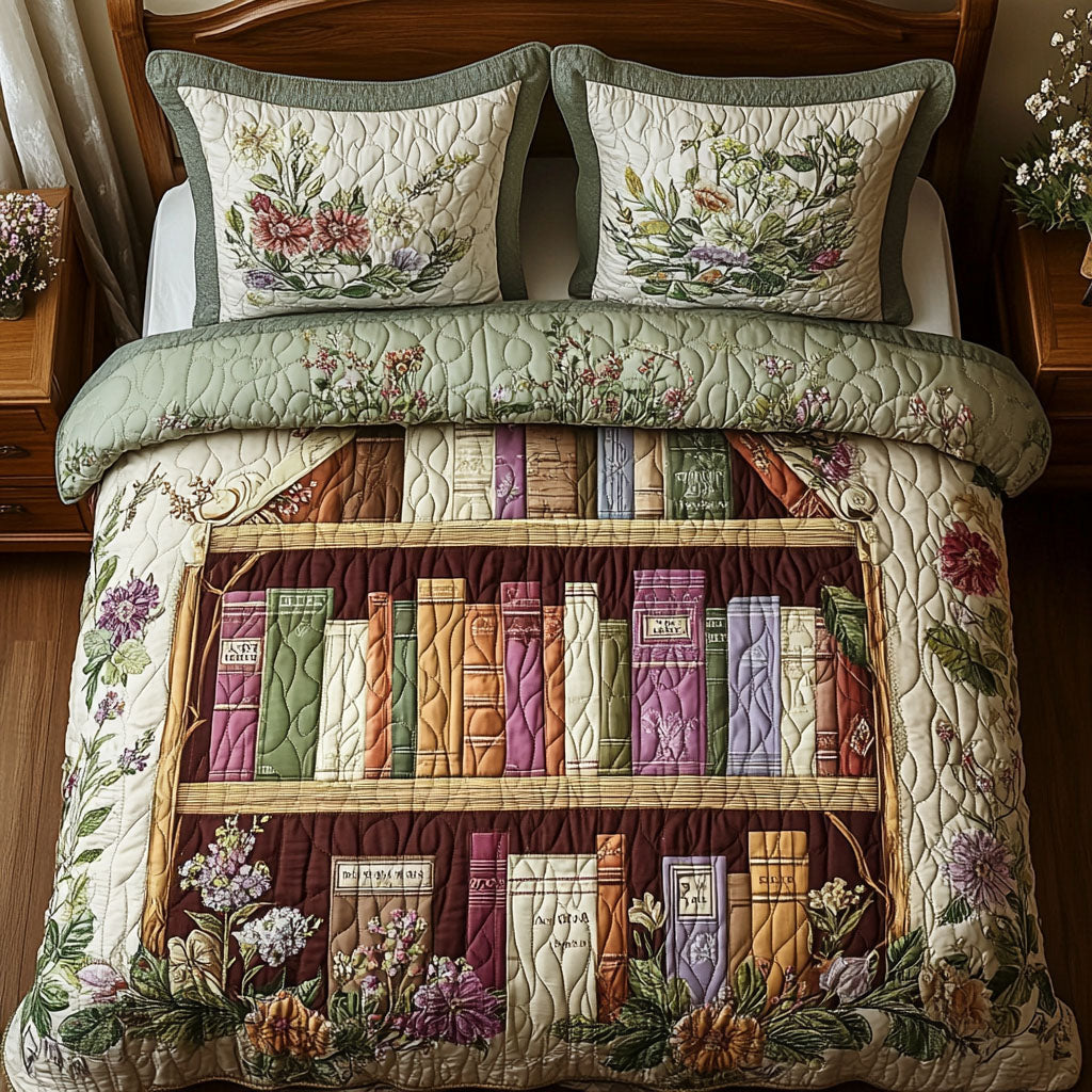 Pastel Bookshelf 3-Piece Quilted Bedding Set NCU0NT4080 – Vantique
