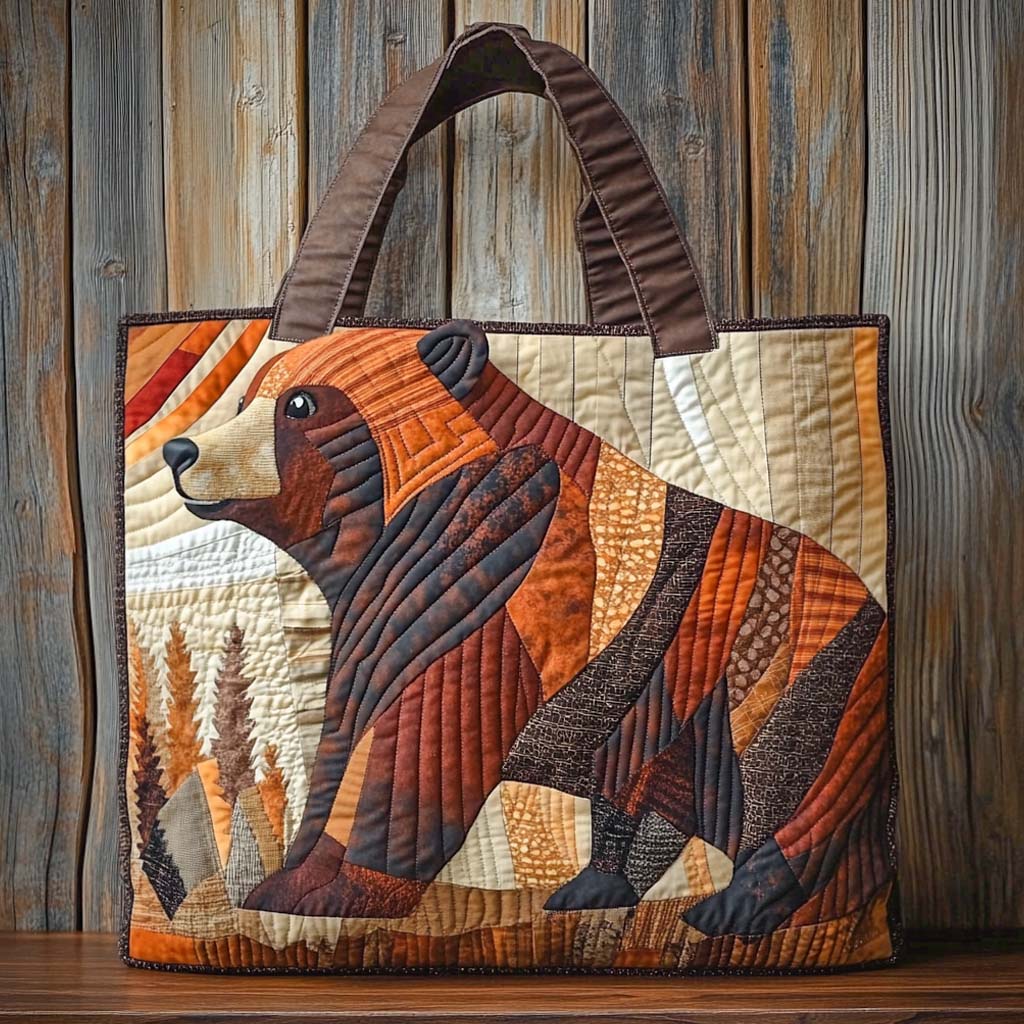 Patchwork Brown Strength Quilted Tote Bag NCU0XD1178 – Vantique