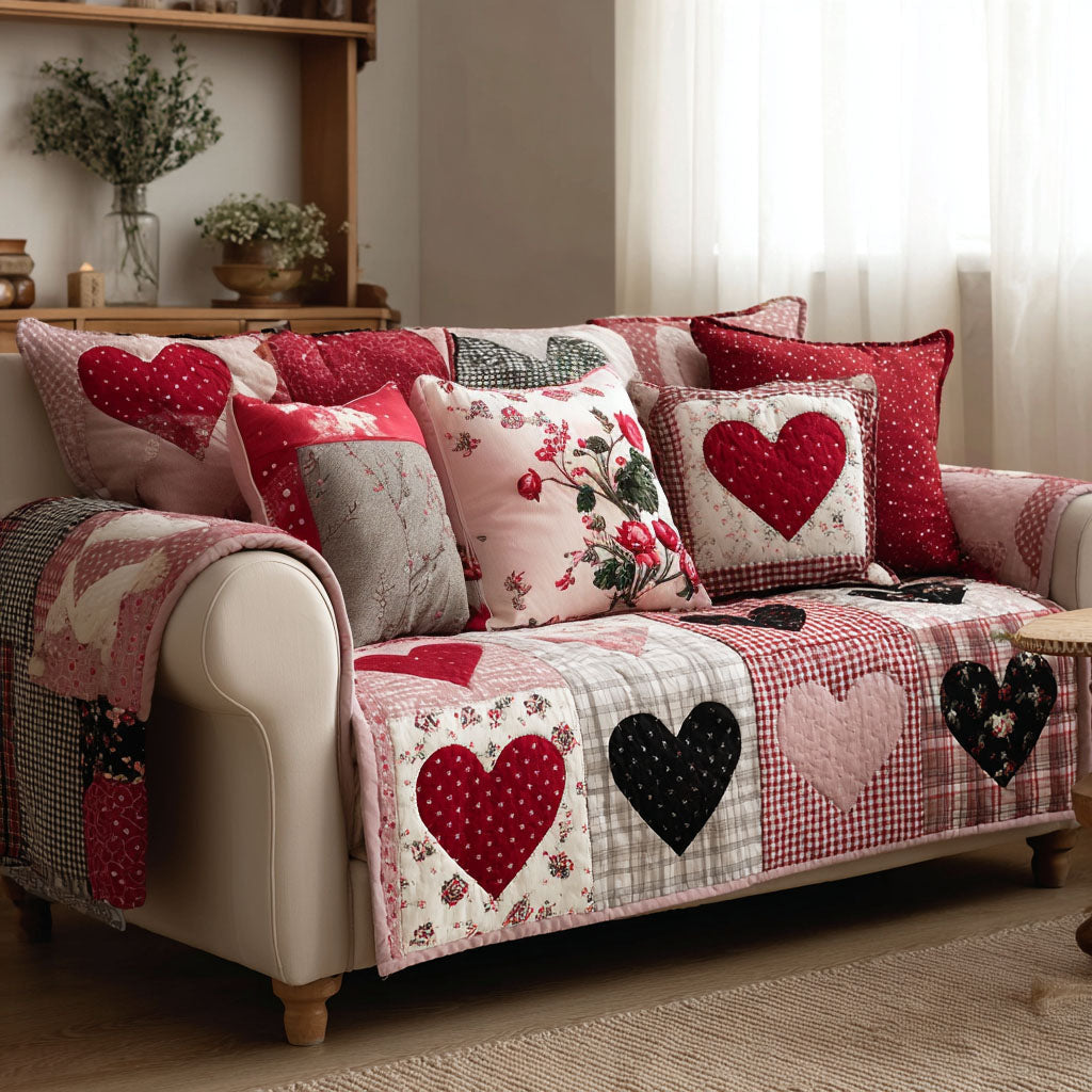 Patchwork Love Quilted Sofa Cover NCU0NT11883 – Vantique