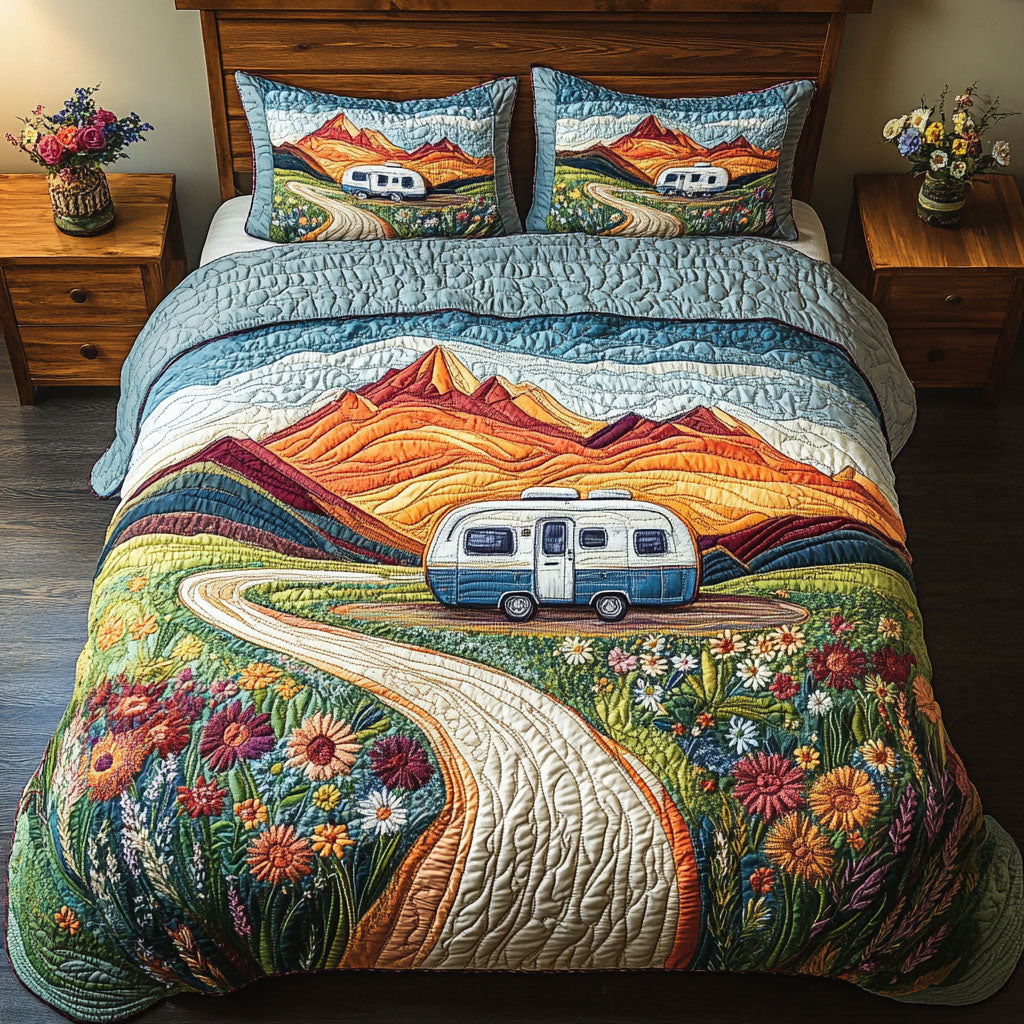 Pathfinder Road 3-Piece Quilted Bedding Set NCU0NT6341 – Vantique
