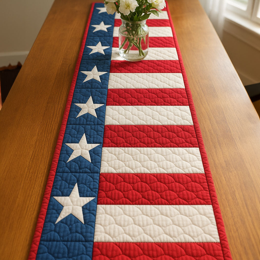 Patriotic Pattern Quilted Table Runner NCU0NT6150 – Vantique