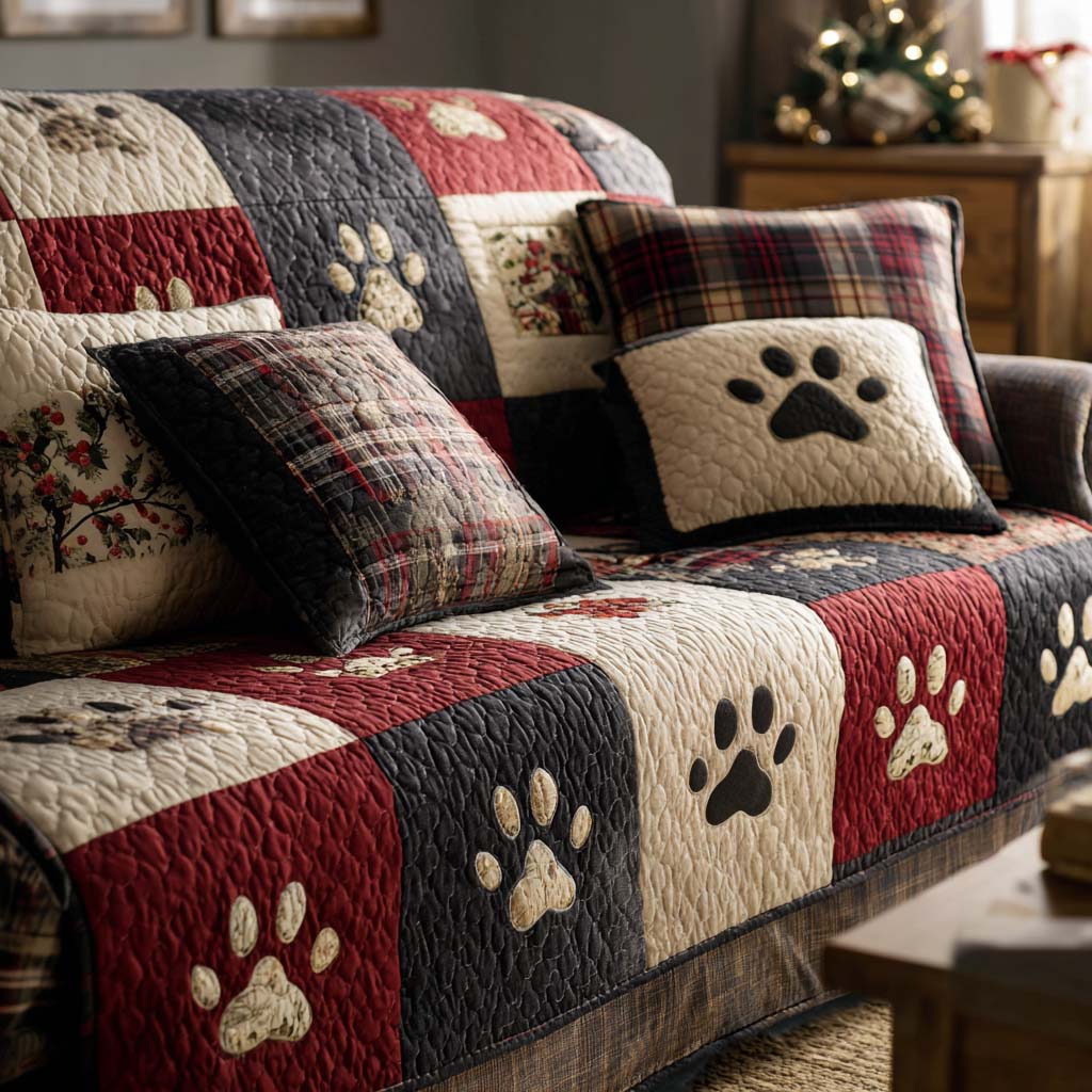 Pawfect Christmas Quilted Sofa Cover NCU0NT11196 – Vantique