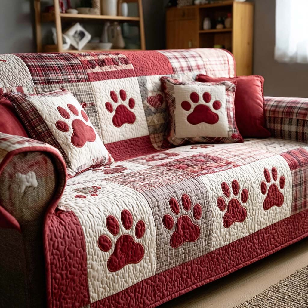 Paws of Love Quilted Sofa Cover NCU0NT11673 – Vantique