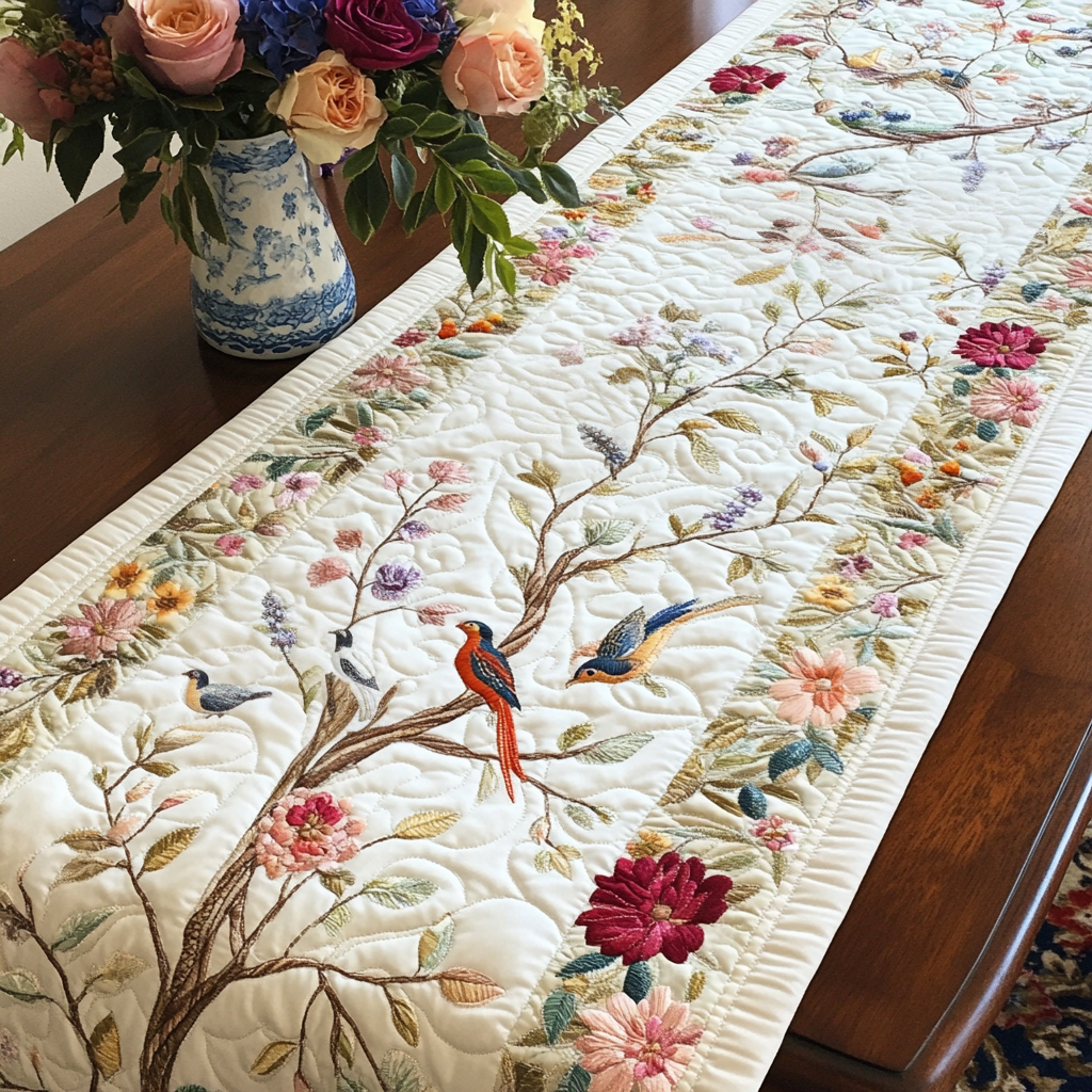 Peaceful Perch Quilted Table Runner NCU0VL2044 – Vantique