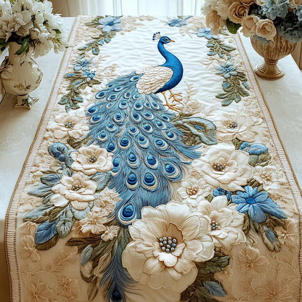 Peacock Bloom Quilted Table Runner NCU0NT3622 – Vantique