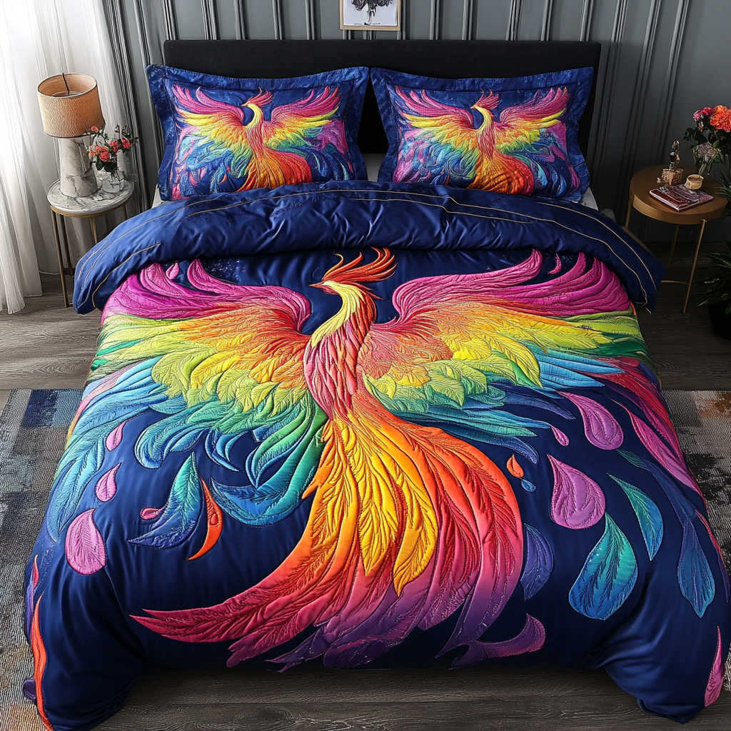 Phoenix Flame 3-Piece Quilted Bedding Set NCU0VL1530 – Vantique