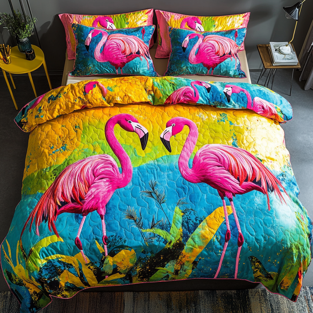 Pink Paradise 3-Piece Quilted Bedding Set NCU0DK6736 – Vantique