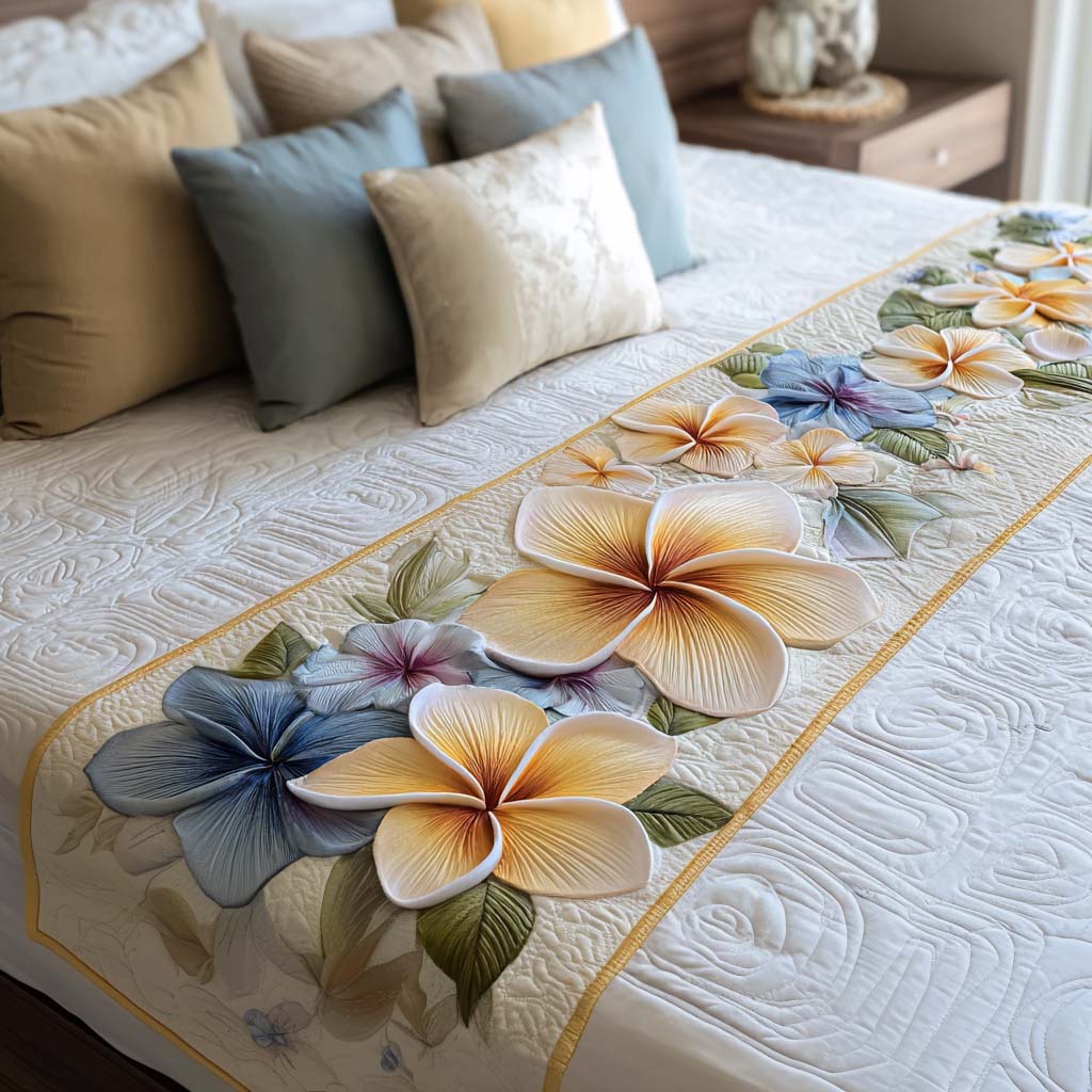 Plumeria Garden Quilted Bed Runner NCU0NT8590 – Vantique