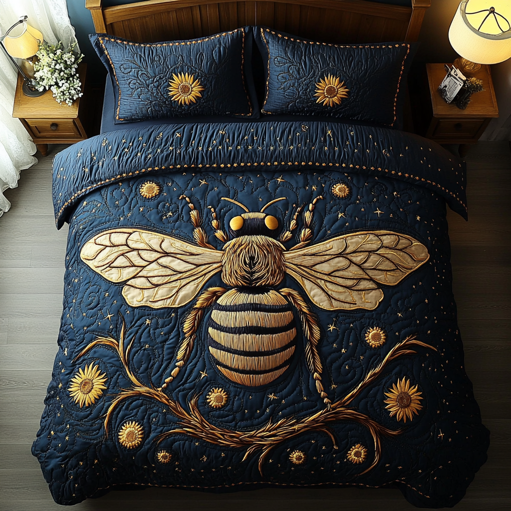 Pollinator Charm 3-Piece Quilted Bedding Set NCU0DK5010 – Vantique