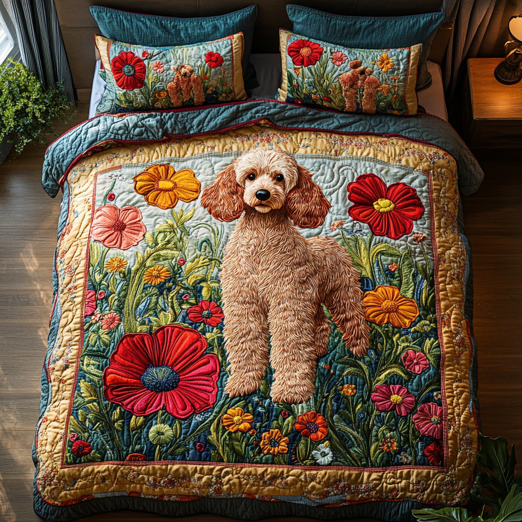 Poodle Charm 3-Piece Quilted Bedding Set NCU0DV7472 – Vantique