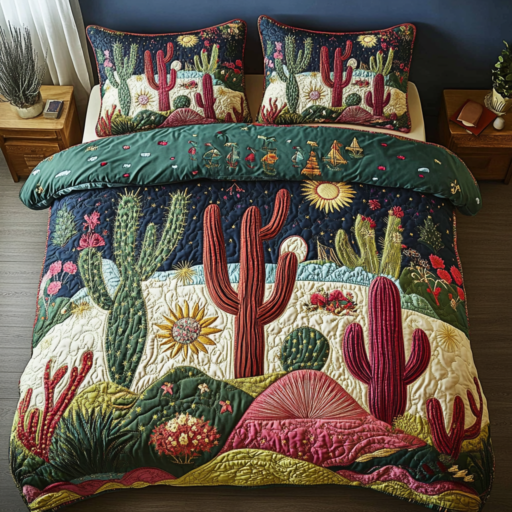 Prickly Elegance 3-Piece Quilted Bedding Set NCU0DK2973 – Vantique