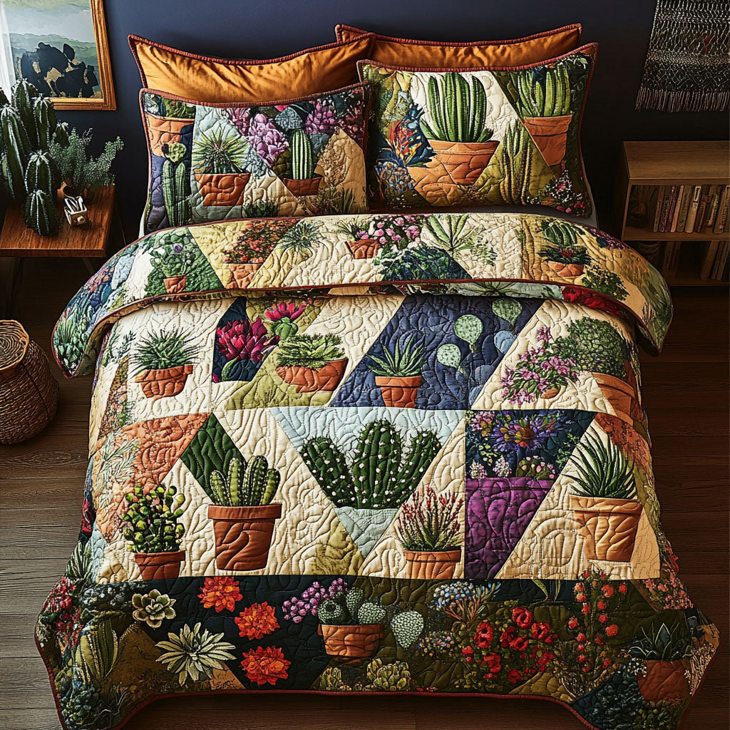 Prickly Patchwork 3-Piece Quilted Bedding Set NCU0PT5285 – Vantique