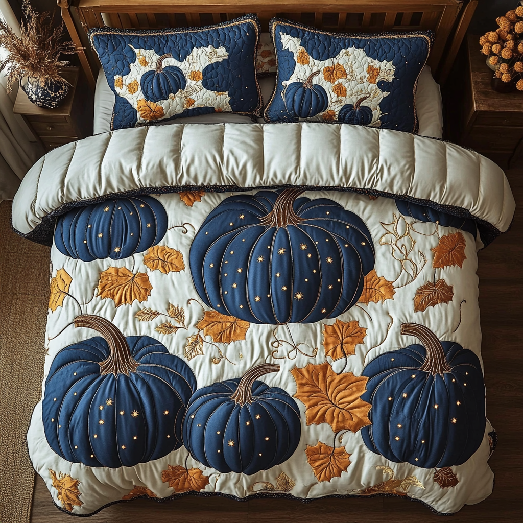 Pumpkin Harvest 3-Piece Quilted Bedding Set NCU0DK9483 – Vantique