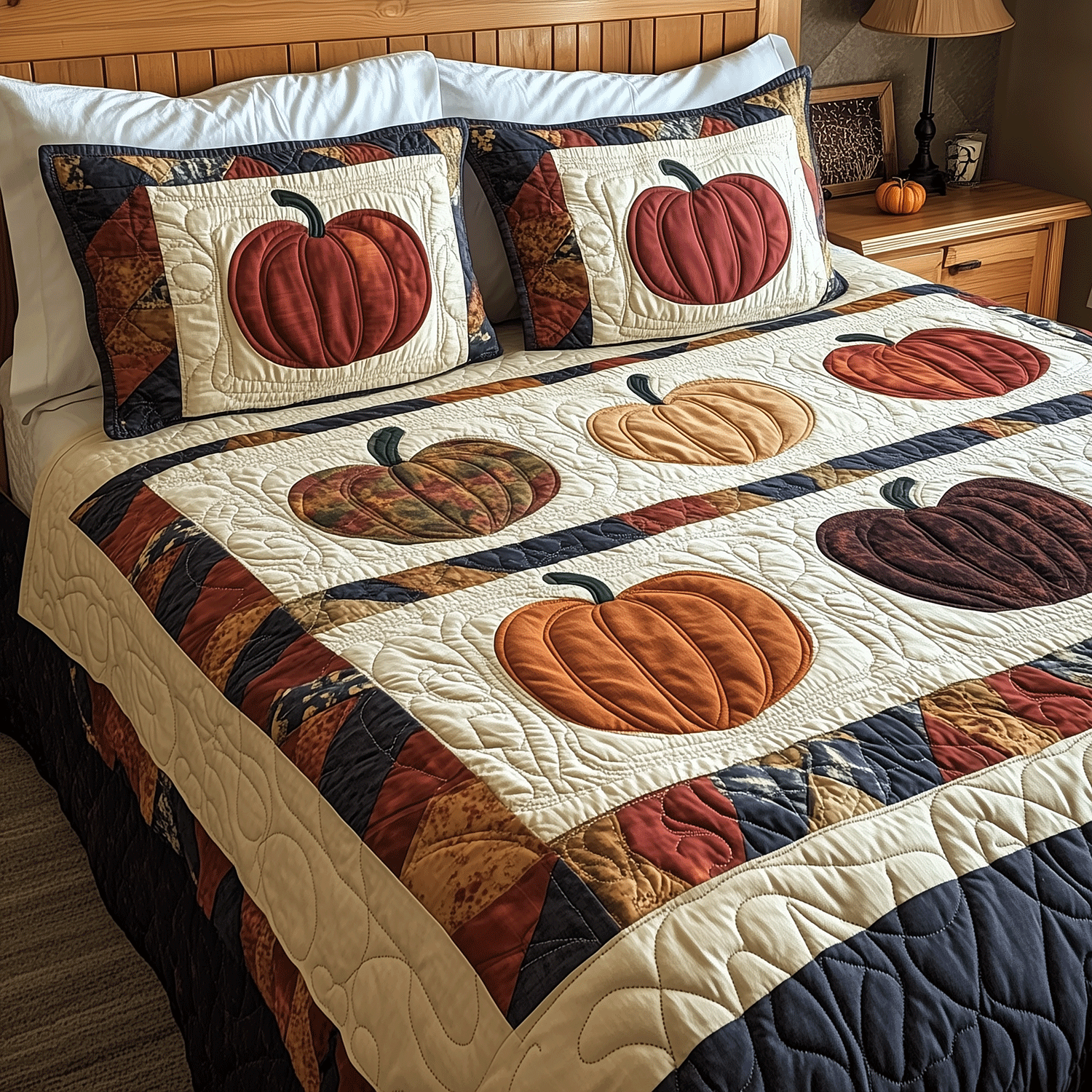 Pumpkin Spice 3-Piece Quilted Bedding Set NCU0TH1969 – Vantique
