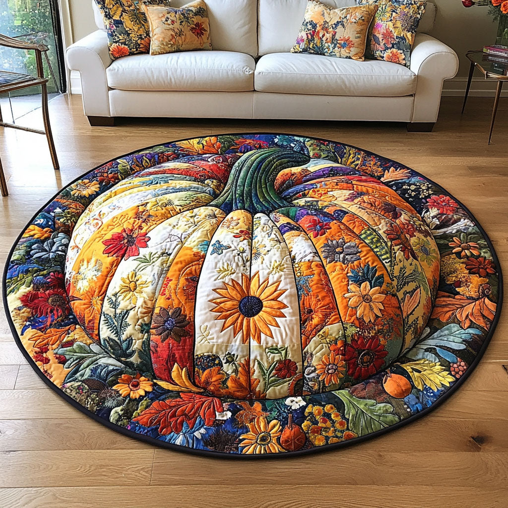 Pumpkin Vibes Quilted Round Mat NCU0PT7885 – Vantique