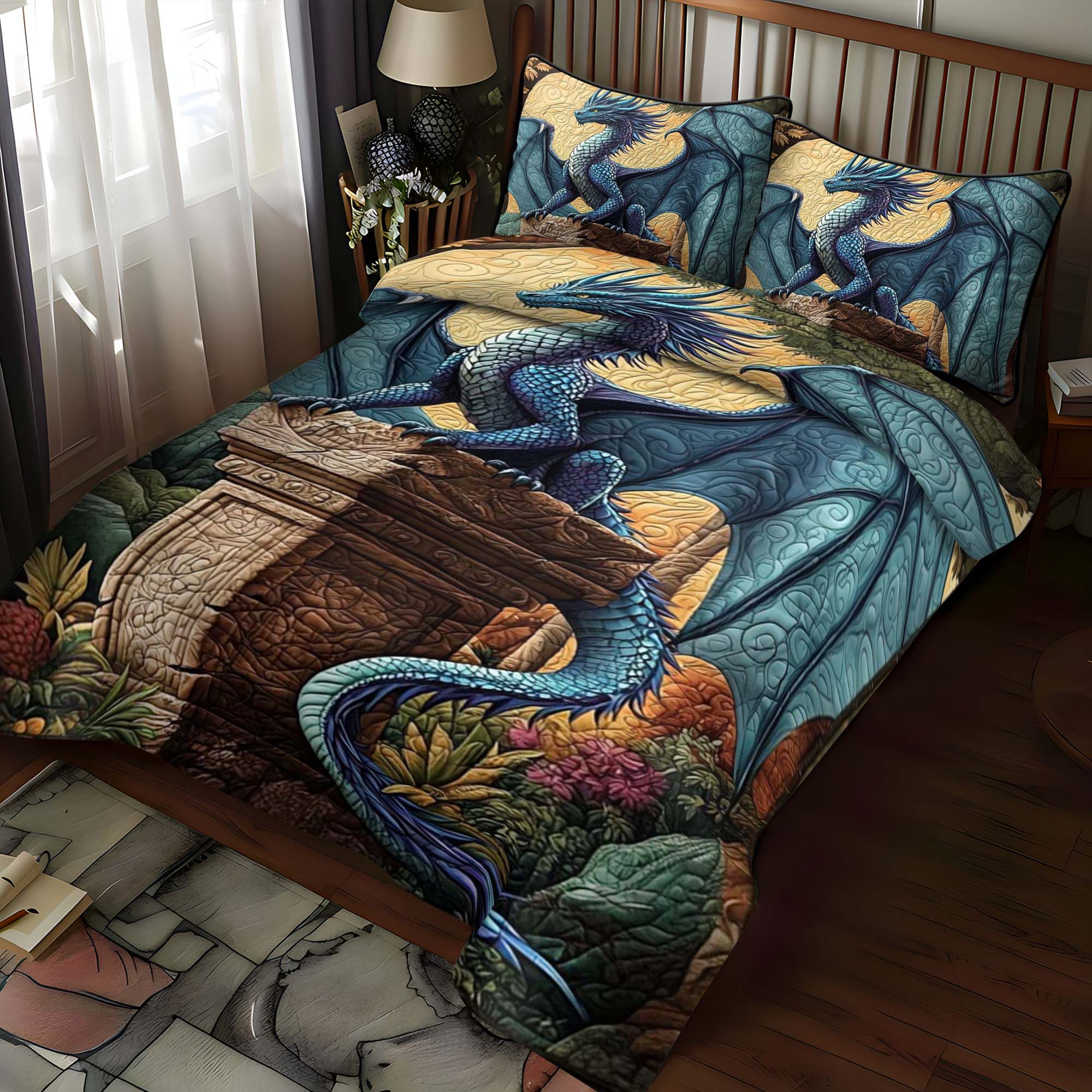 Quicksilver Breath 3-Piece Quilted Bedding Set NCU0NT918 – Vantique