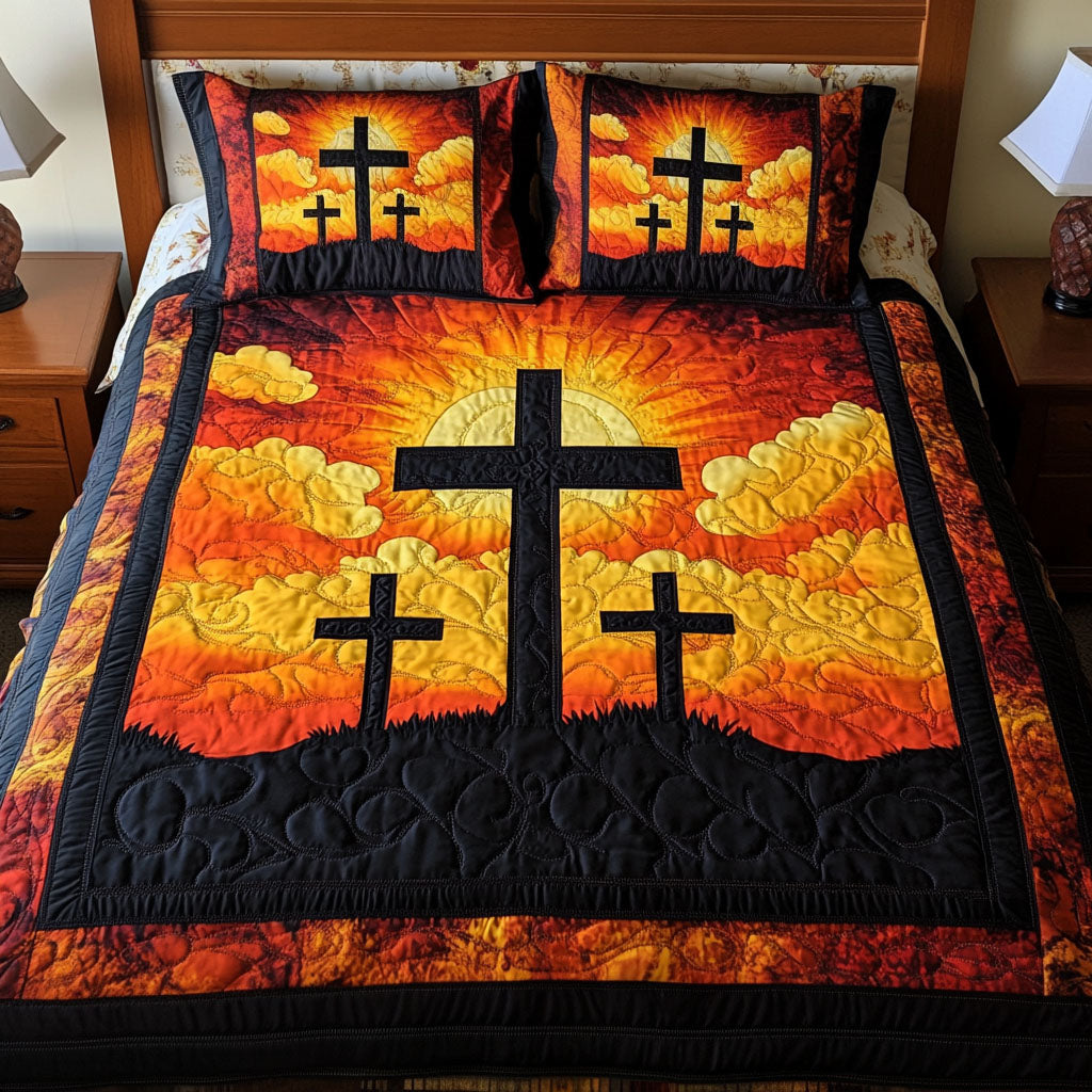 Radiant Cross Glow 3-Piece Quilted Bedding Set NCU0NT3505 – Vantique