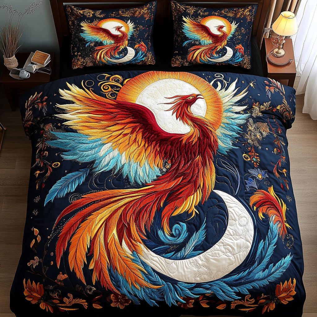 Radiant Phoenix 3-Piece Quilted Bedding Set NCU0VL1536 – Vantique