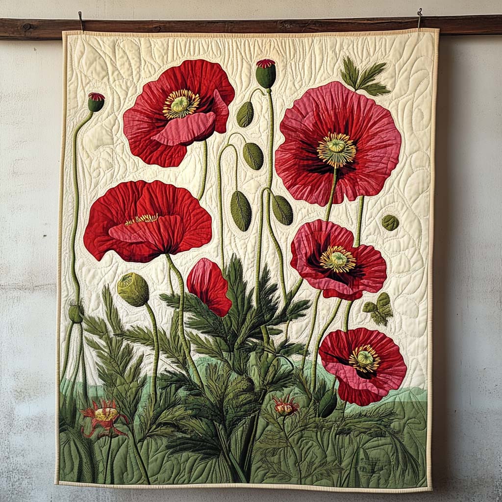 Radiant Red Poppies Art Quilt Hanging NCU0NT856 – Vantique
