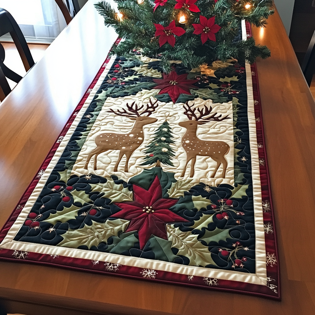 Radiant Reindeer Quilted Table Runner NCU0VH791 – Vantique