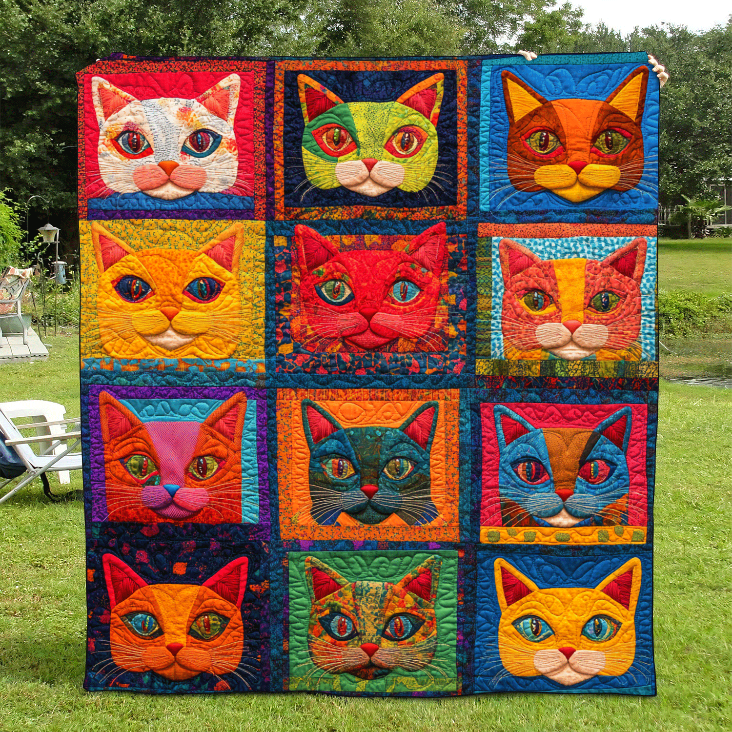 Rainbow Meow Quilted Blanket NCU0DV440 – Vantique