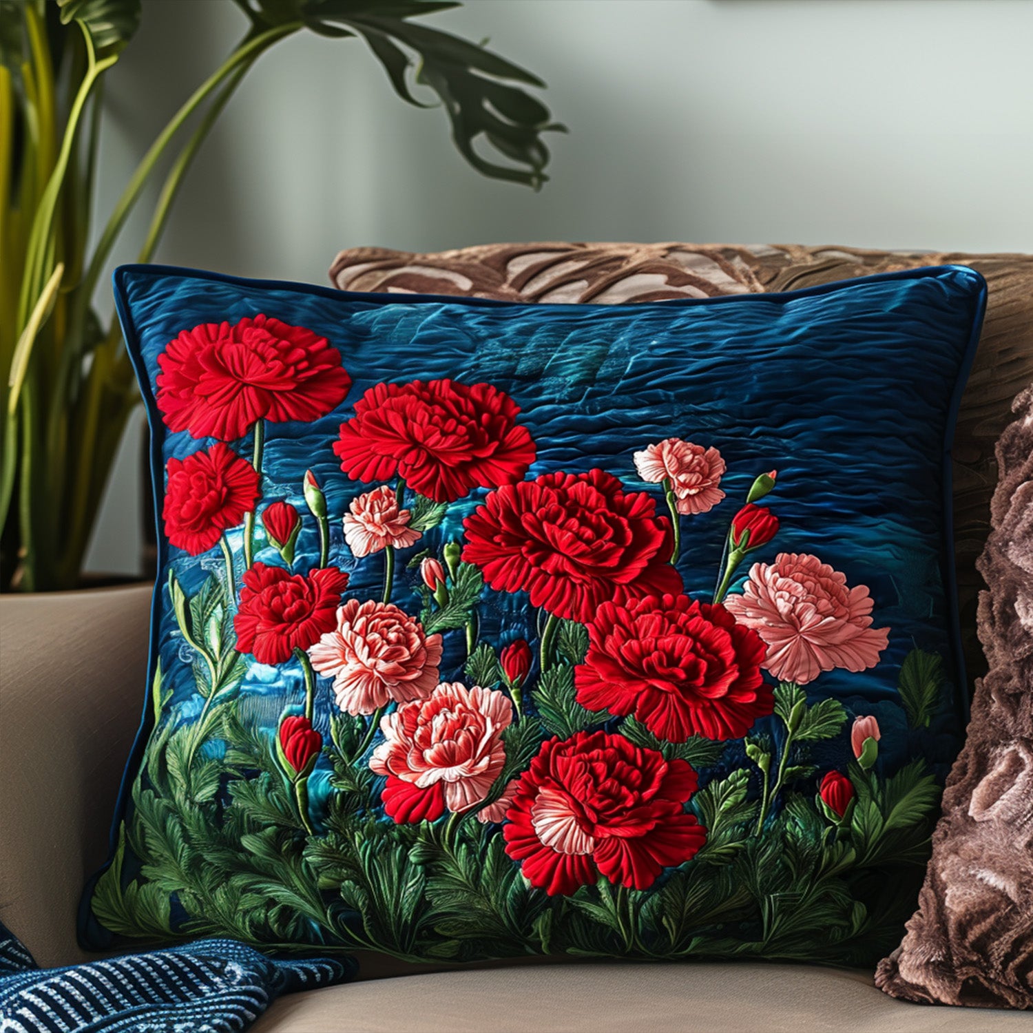 Red Petals of Heartland Quilted Bedding Pillow Case NCU0PT6472 – Vantique