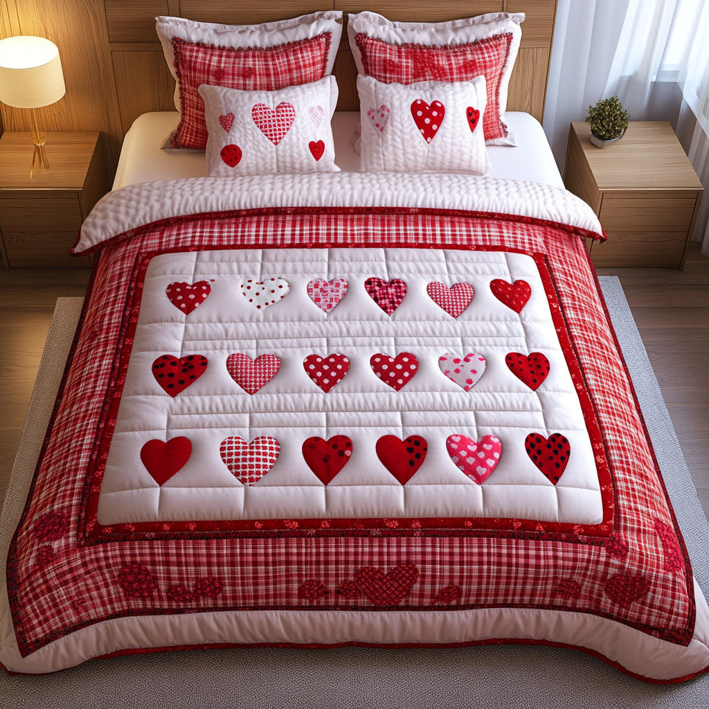 Red Velvet 3-Piece Quilted Bedding Set NCU0NT3215 – Vantique